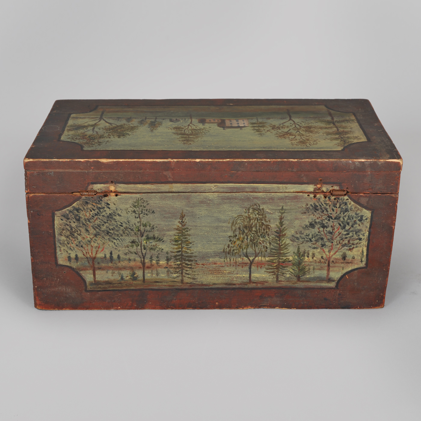 Small Paint-Decorated Wood Box with Key • Jeffrey Tillou Antiques